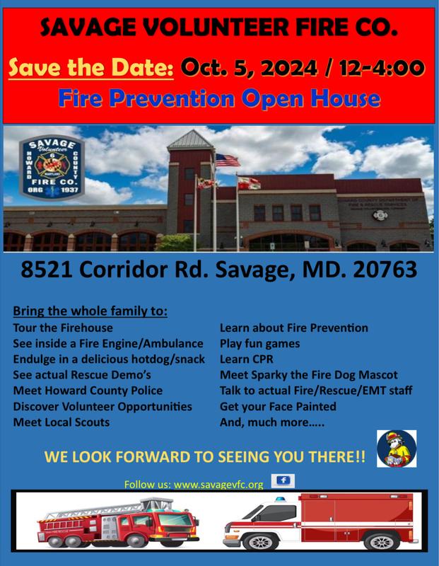Save the Date - Fire Prevention Open House! - Savage Volunteer Fire Company
